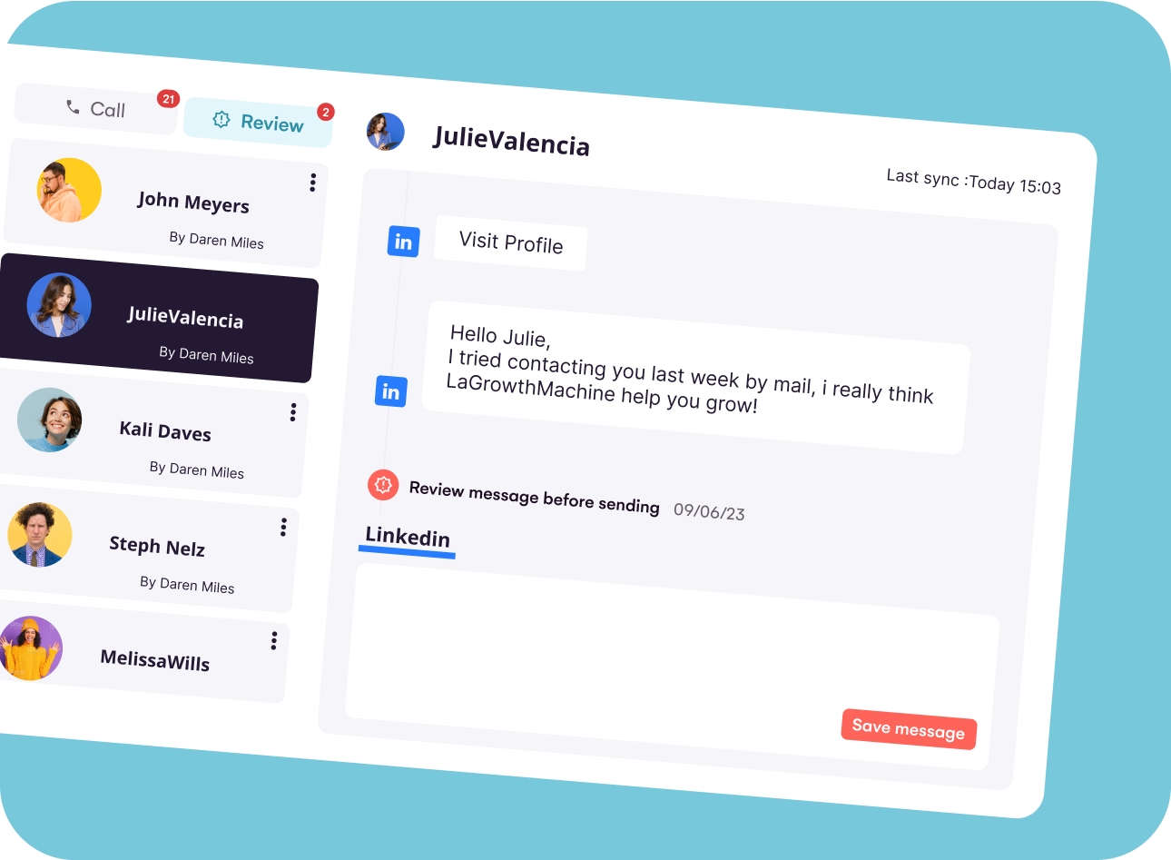 Add custom messages to your sequences - La Growth Machine